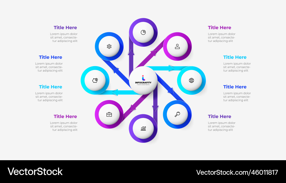 Cycle diagram with 8 options or steps slide Vector Image