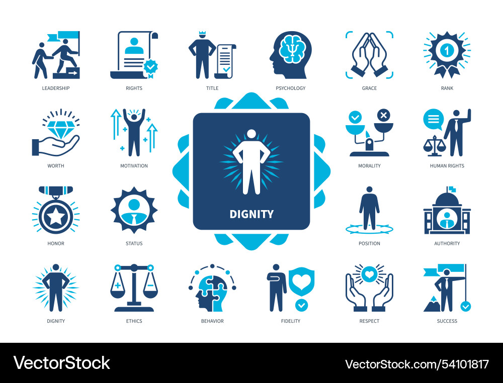 Dignity solid icon set Royalty Free Vector Image