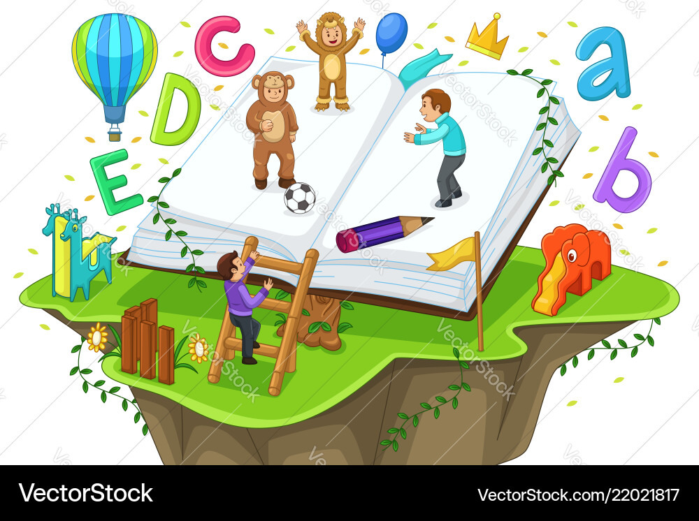 Kids playing and reading Royalty Free Vector Image