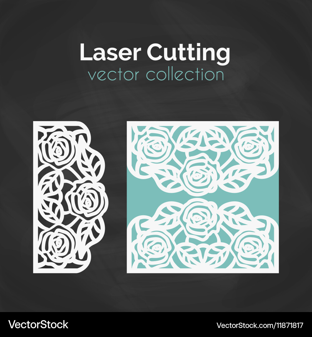 Laser Cut Roses Card Template Royalty Free Vector Image