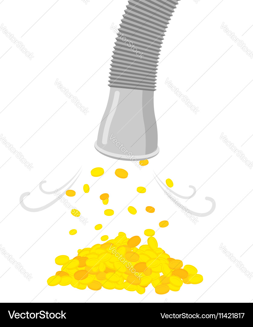 Pipe with money cash flow from pipeline Royalty Free Vector