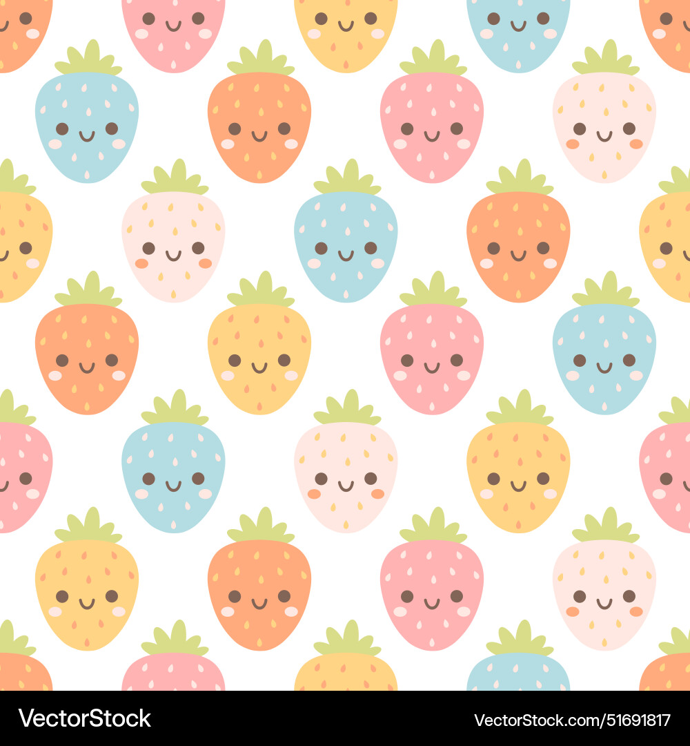 Seamless pattern with cute cartoon strawberry Vector Image