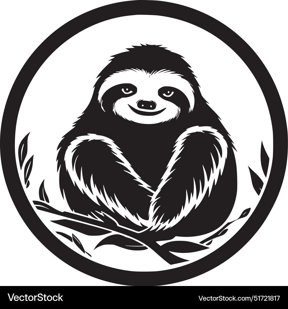 Sloth - minimalist and flat logo Royalty Free Vector Image