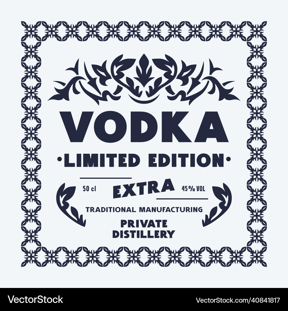 Template decorative label for gin Royalty Free Vector Image