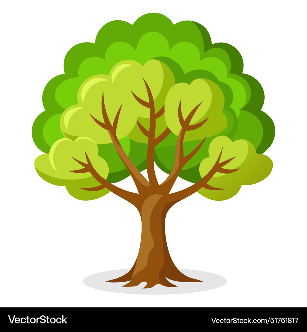 Walnut tree isolated flat Royalty Free Vector Image