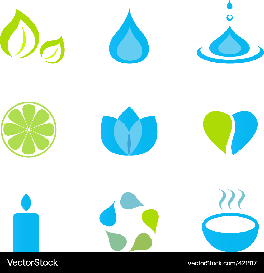 Water & Nature Icons Royalty Free Vector Image