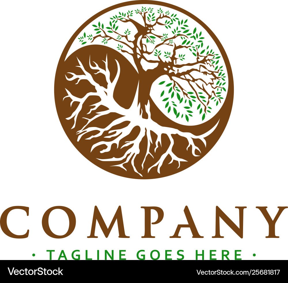 Yin and tree logo design Royalty Free Vector Image