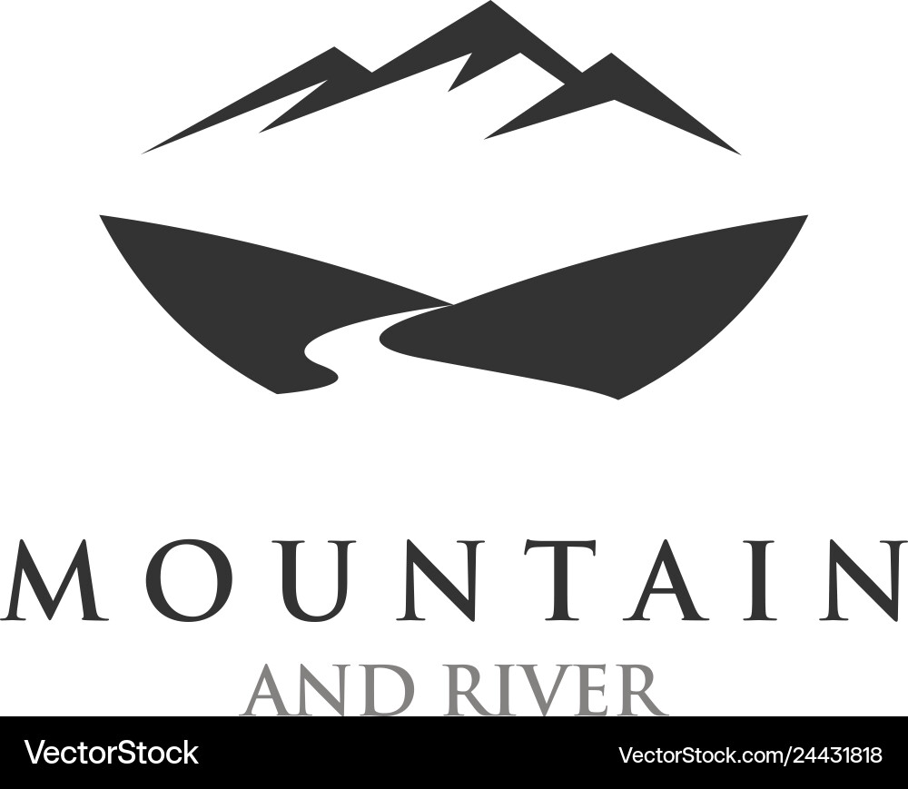 Mountain River Logo Template Royalty Free Vector Image