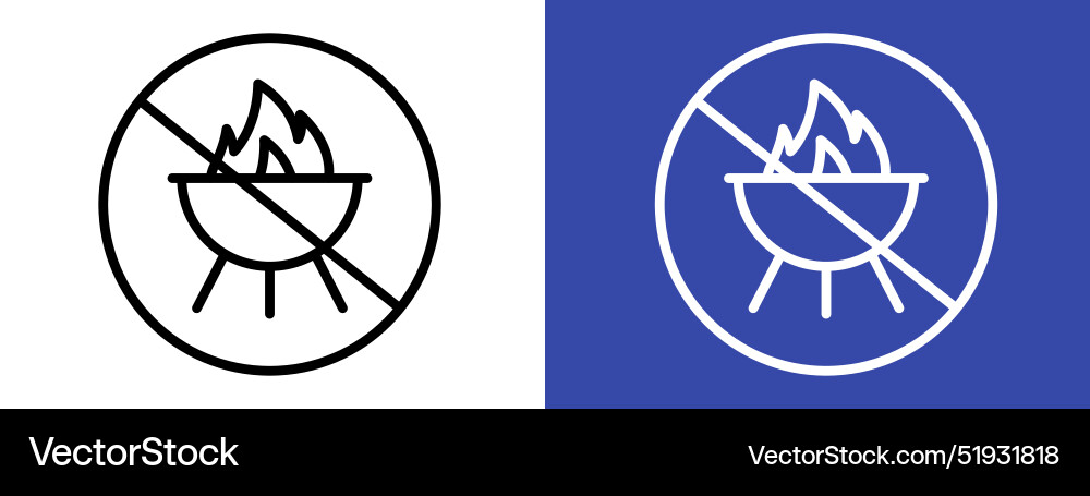 No barbecue fire allowed sign prevent Royalty Free Vector