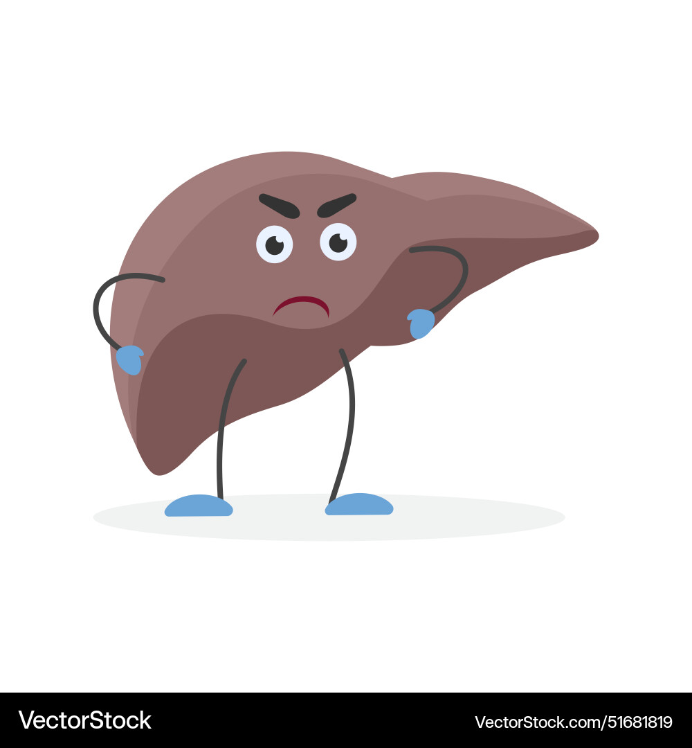 Angry disappointed human liver character poor Vector Image