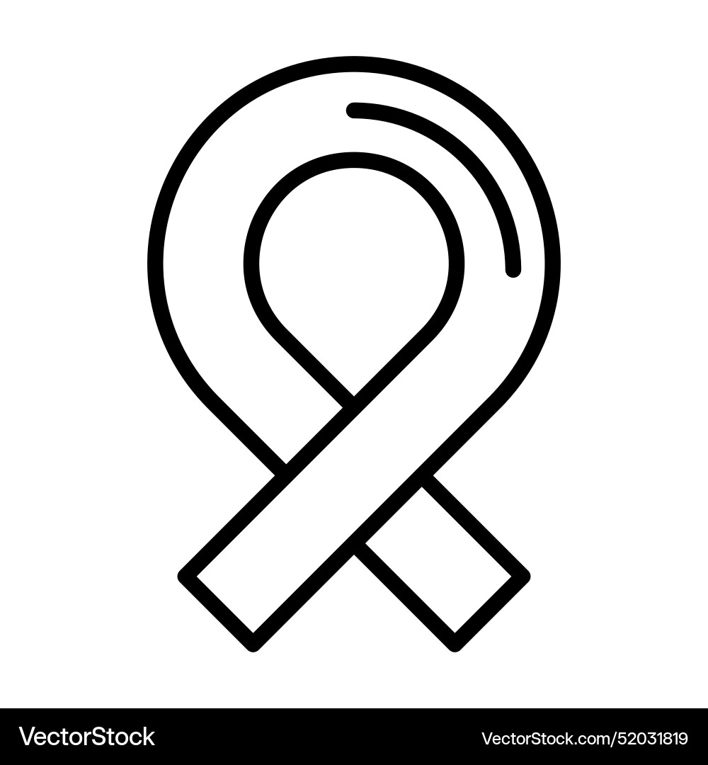 Awareness ribbon linear logo mark in black Vector Image