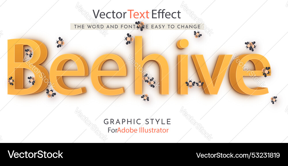 Beehive text effect graphic style mockup Vector Image