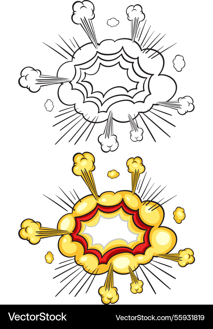 Colorful and monochrome comic style explosion Vector Image