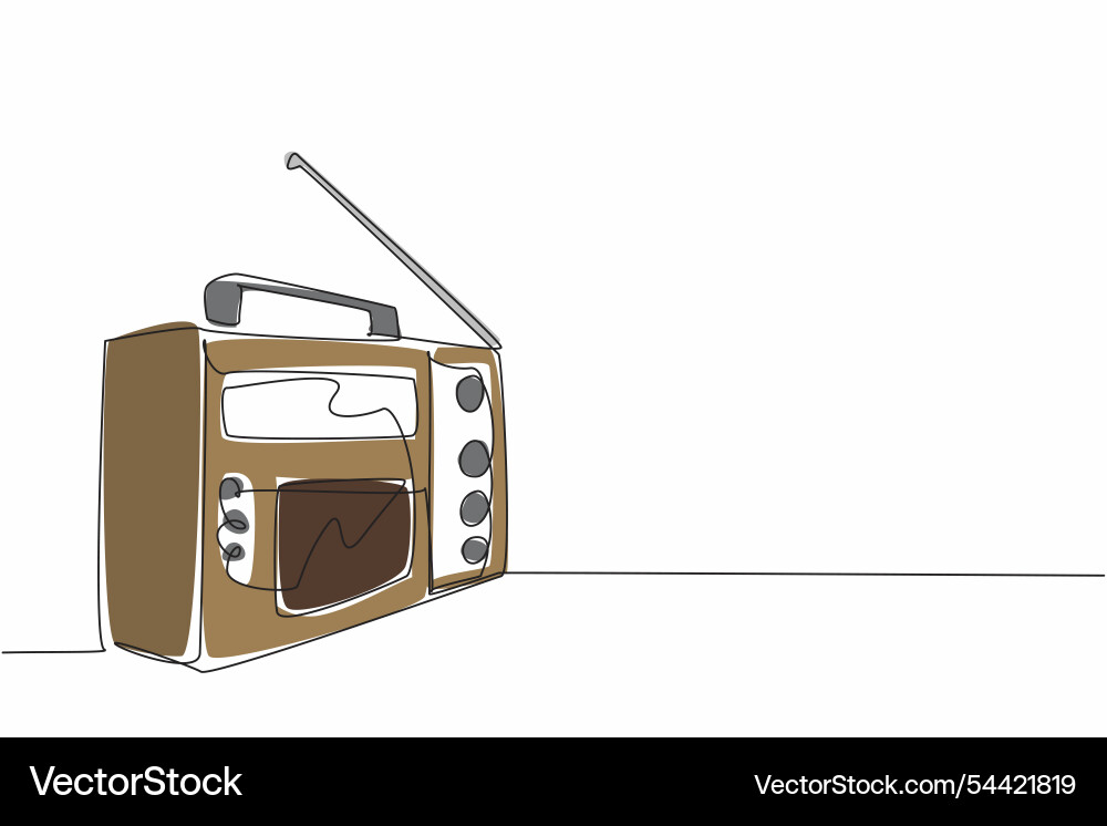 Continuous one line drawing a vintage radio Vector Image