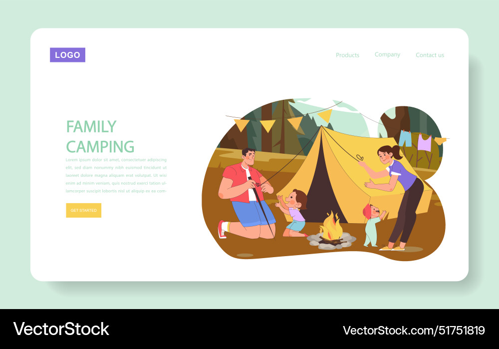 Family camping concept Royalty Free Vector Image