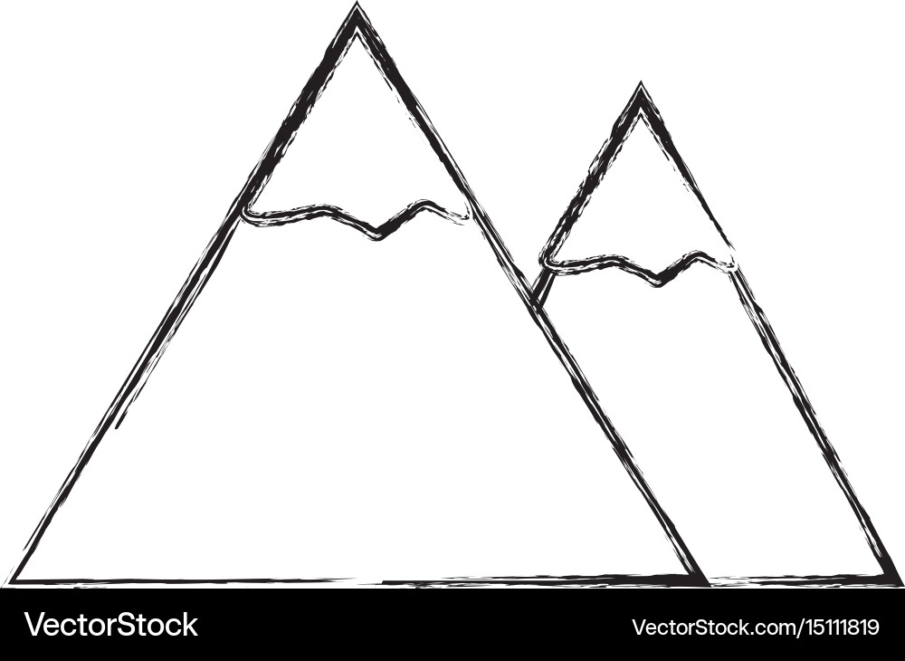 Sketch draw mountain cartoon Royalty Free Vector Image