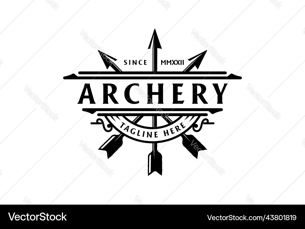 Vintage Archer Badge Emblem Royalty Free Vector Image