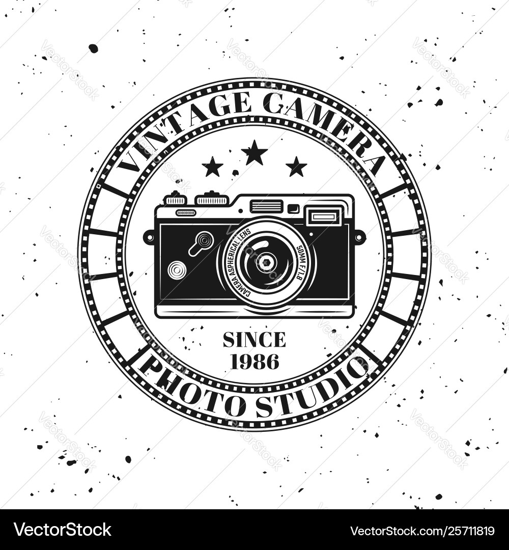 Vintage Camera Badge Emblem Royalty Free Vector Image