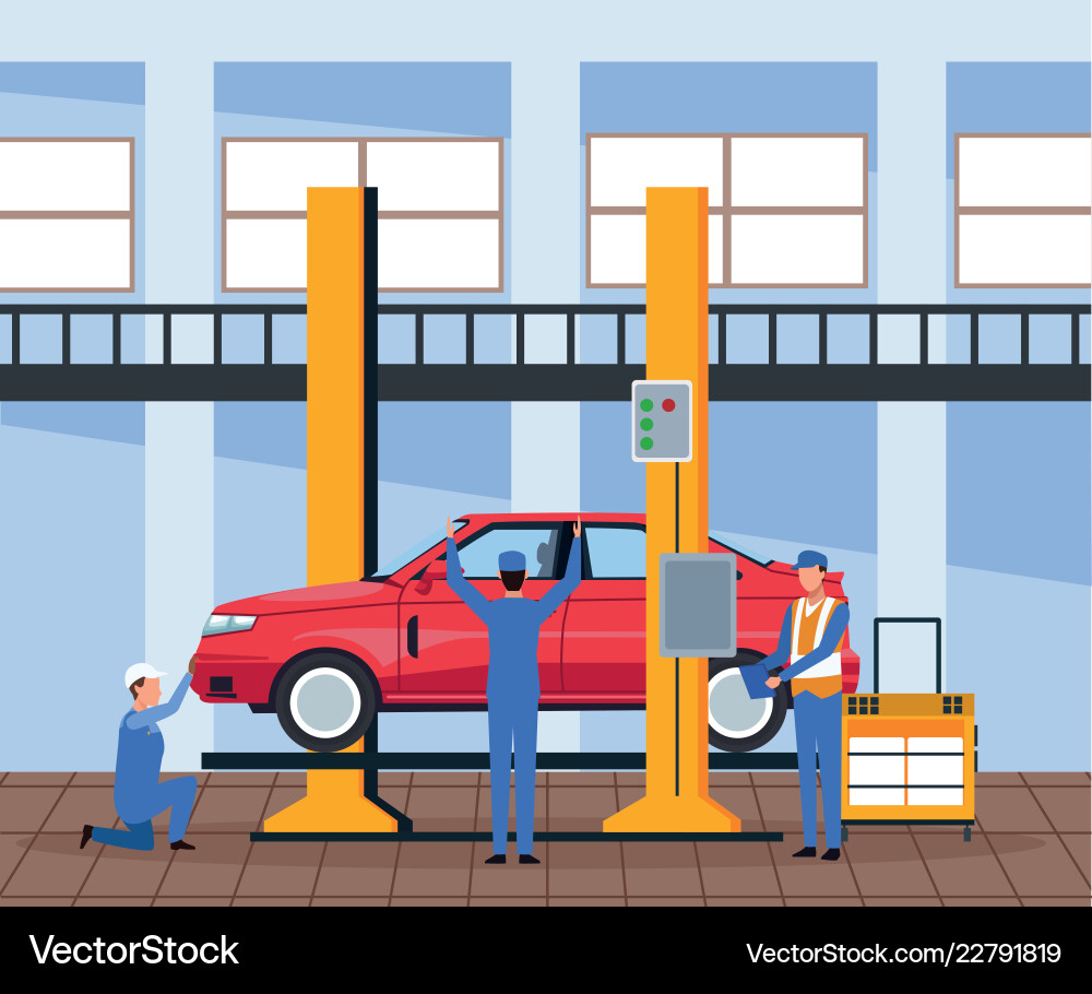Worker on car factory Royalty Free Vector Image