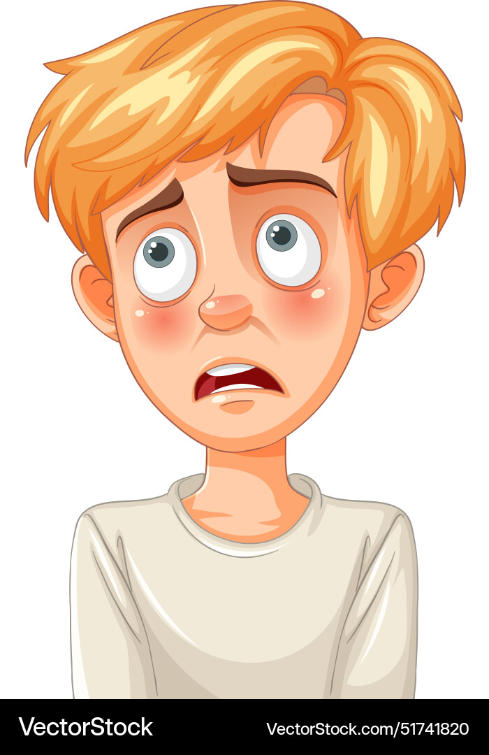 A cartoon boy with worried expression Royalty Free Vector