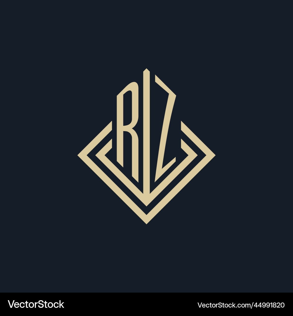Initials rz logo rhombus lines shape style luxury Vector Image