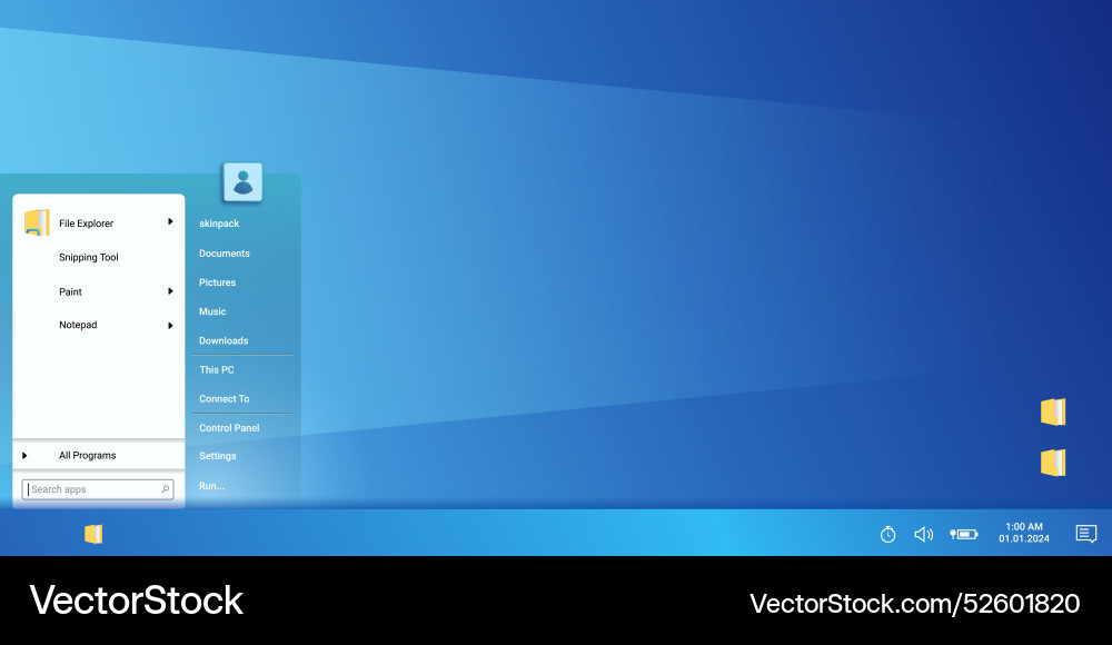 Operating system window with account options Vector Image
