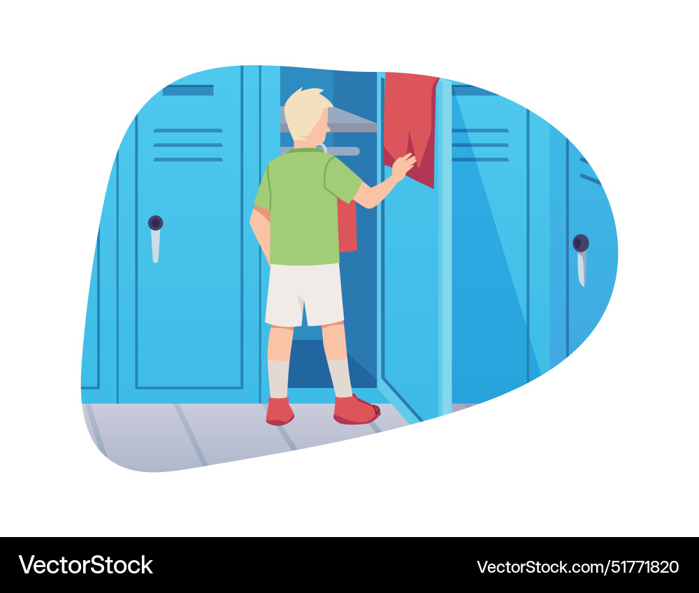 Scene where a boy changing clothes stands Vector Image