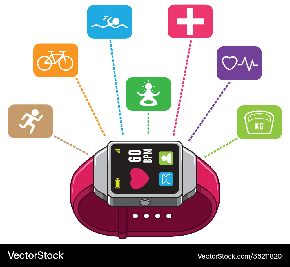 Smart watch health measure Royalty Free Vector Image