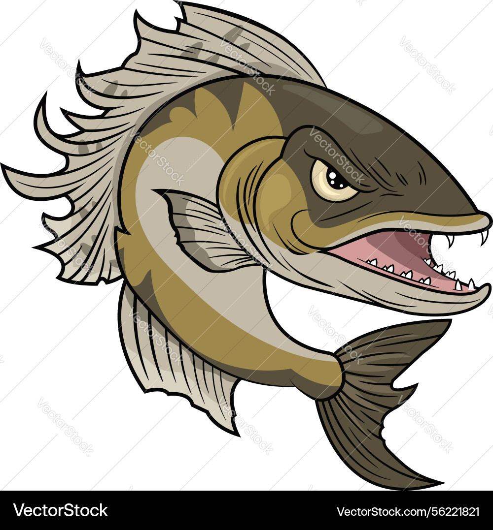 Angry fish Royalty Free Vector Image - VectorStock