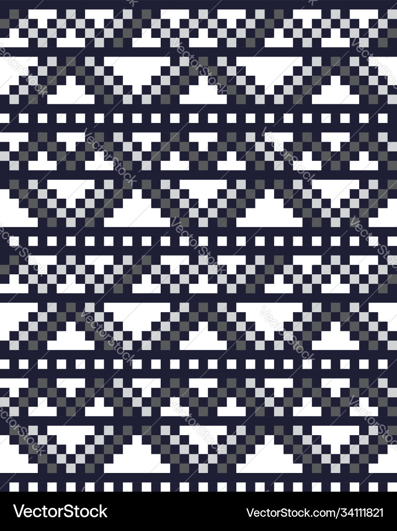 Black and white christmas fair isle seamless Vector Image