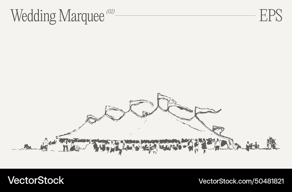 Bride and groom with the wedding marquee sketch Vector Image
