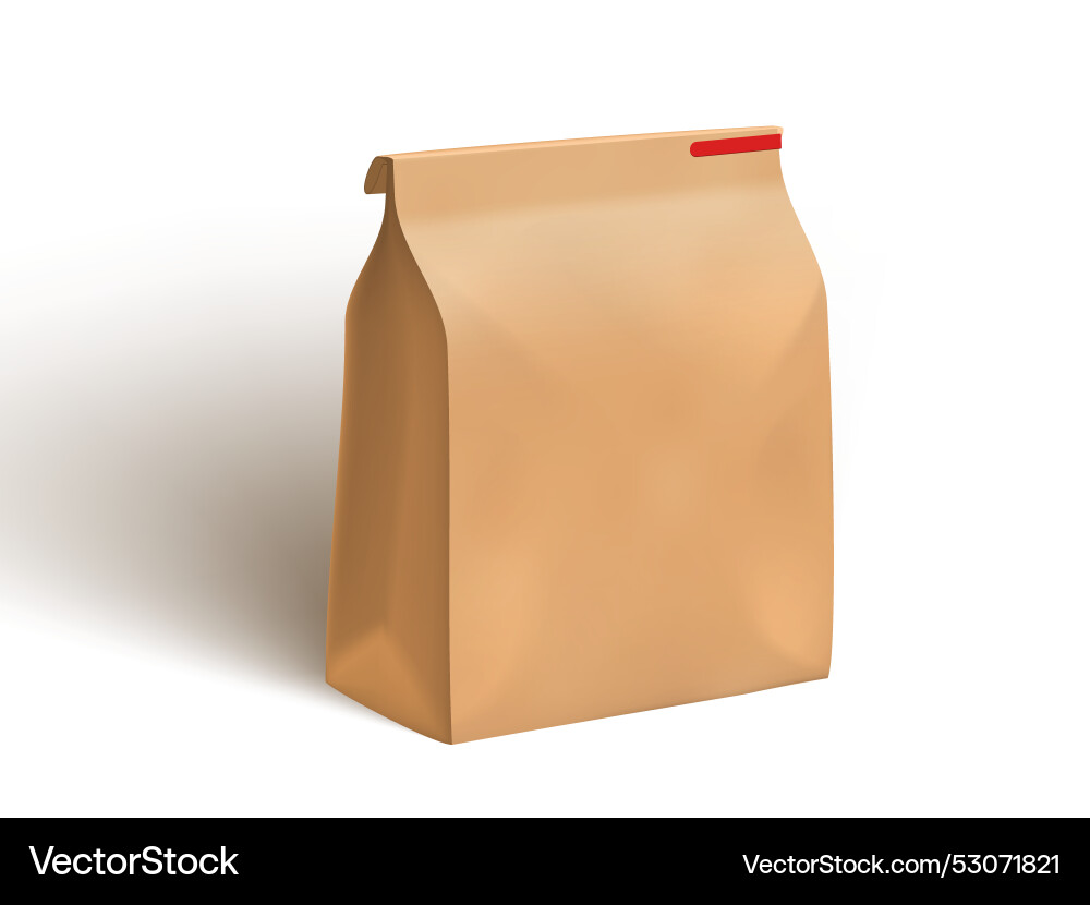 Brown paper lunch food craft bag package Vector Image