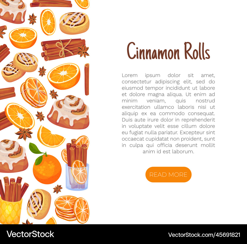 Cinnamon Orange Banner Design mit Zitrusfrüchten Vektorbild