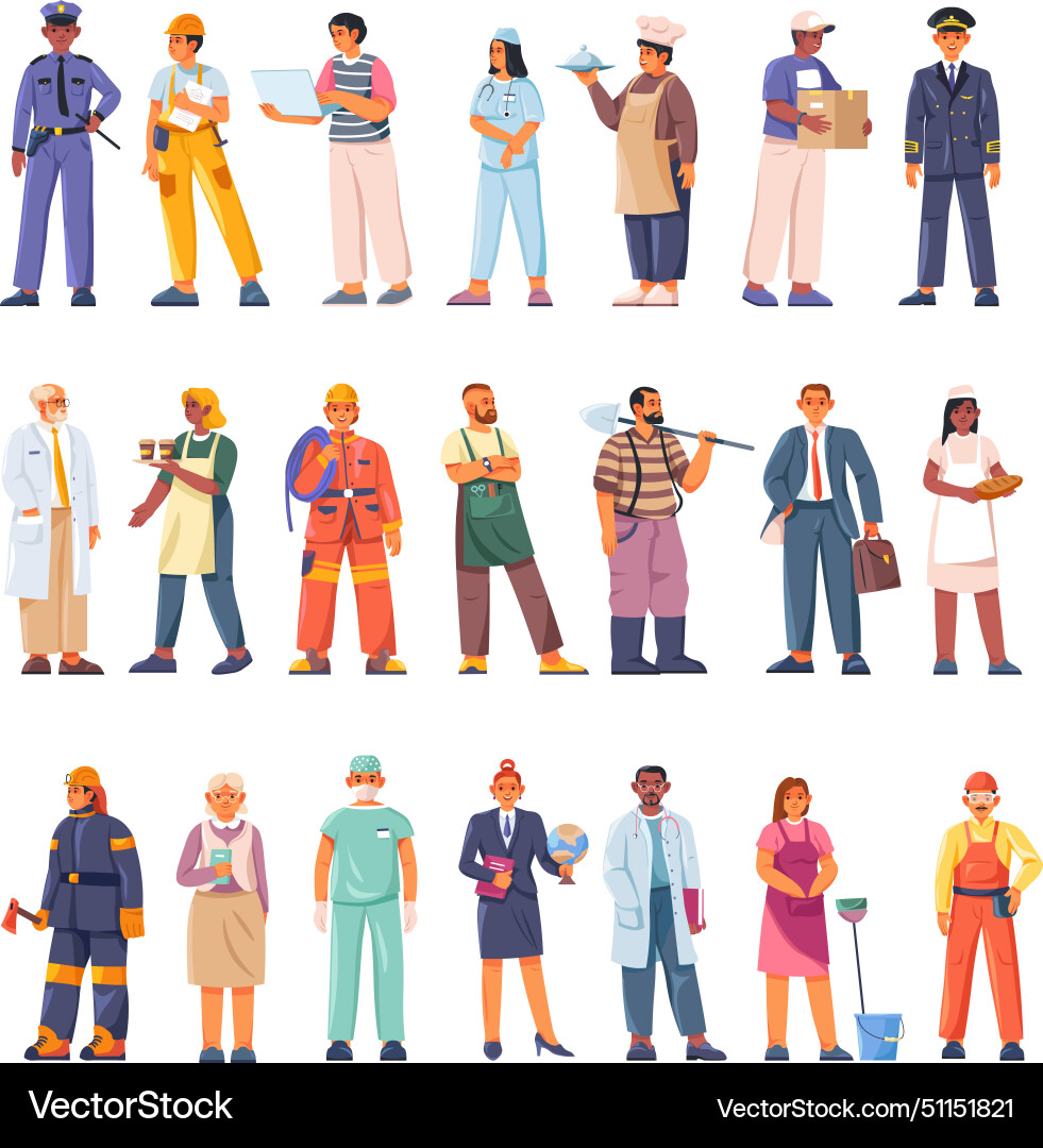 Different profession occupations various job Vector Image