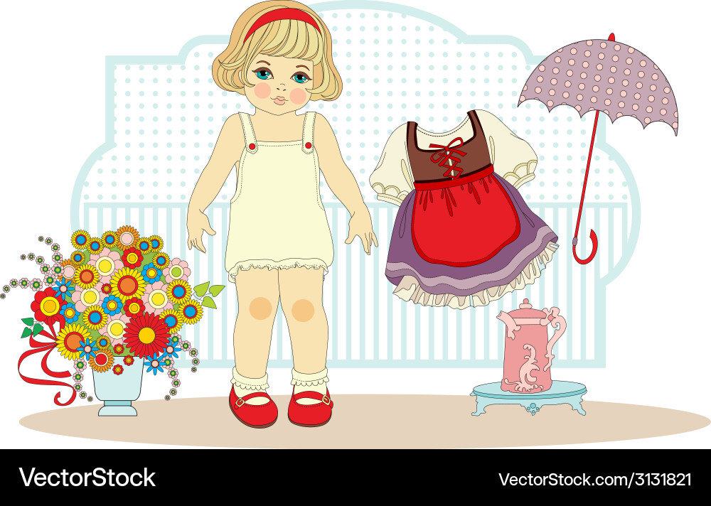 Girl doll with clothes Royalty Free Vector Image