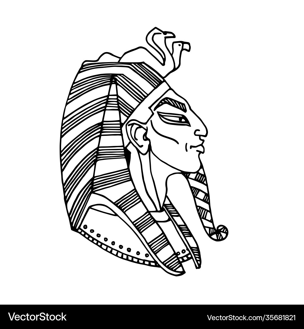 Pharaoh Head Drawing Line Art Egyptian King Firaun Ramses Pharaoh Head