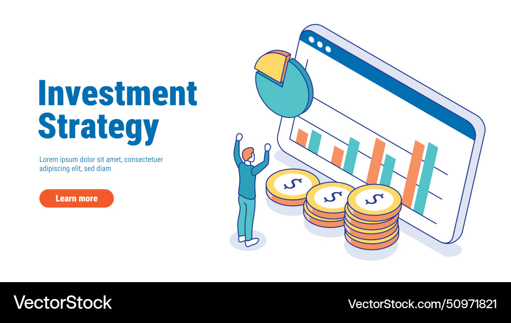 Investment strategy contour isometric character Vector Image