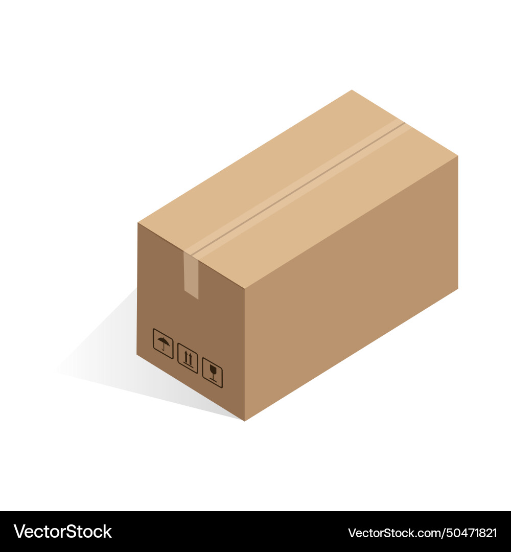 Isometric closed cardboard box crate Royalty Free Vector