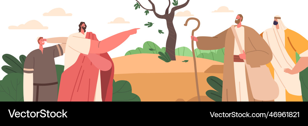 Jesus Curses Fig Tree Royalty Free Vector Image