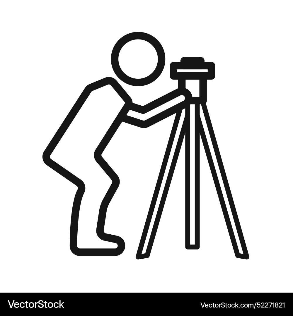 Land surveyor icon black line art logo Royalty Free Vector