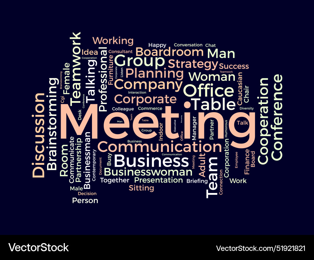 Meeting wordcloud template business concept Vector Image