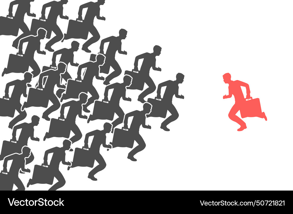 Opposite direction businessman running unique Vector Image