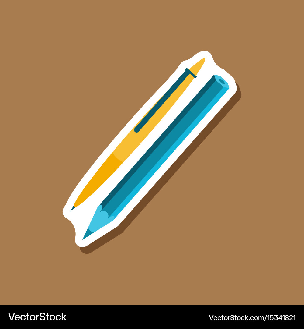 Paper sticker pen and pencil Royalty Free Vector Image