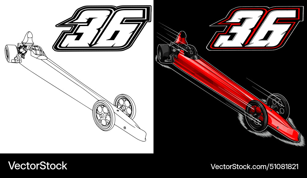 Red drag racing car with black strip Royalty Free Vector
