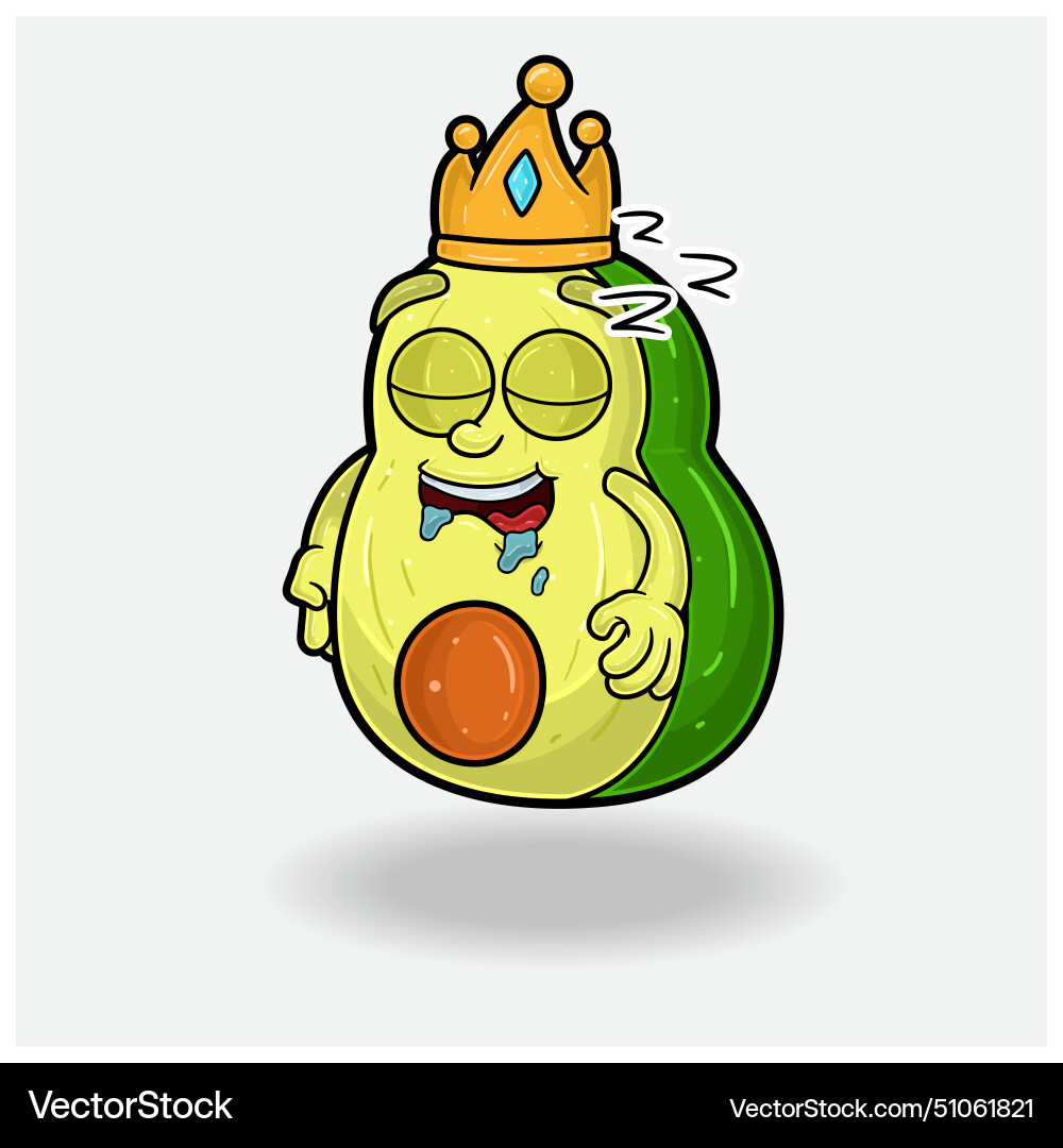 Sleep expression with avocado fruit crown mascot Vector Image