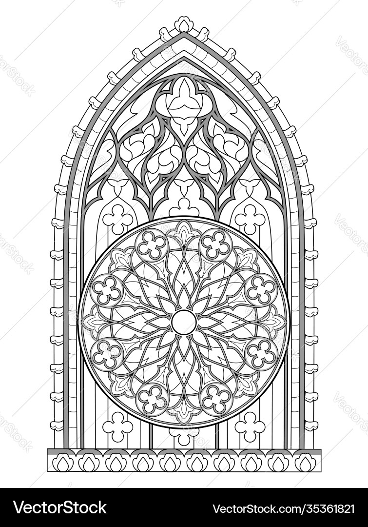 Stained Glass Rose Window Royalty Free Vector Image