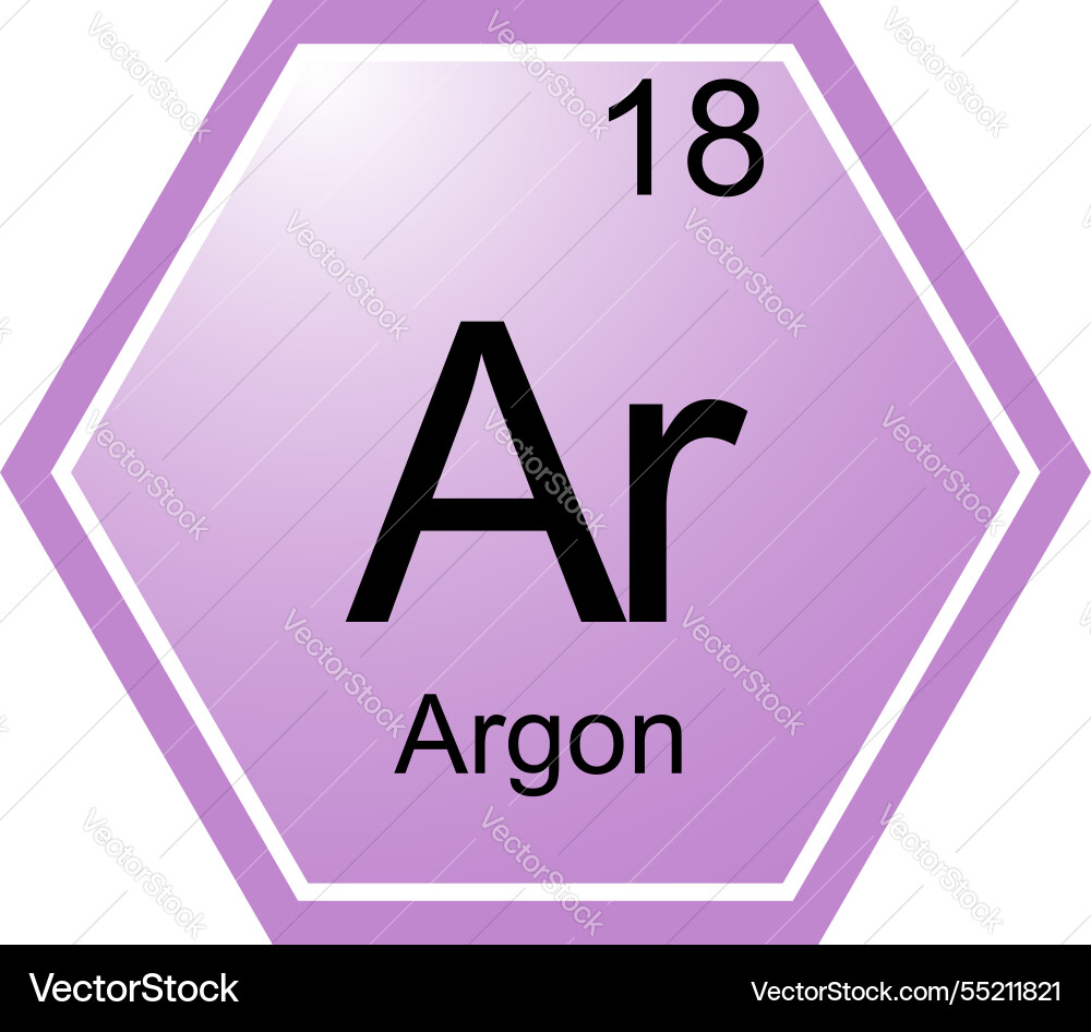 Symbol of the chemical element ar is argon Vector Image