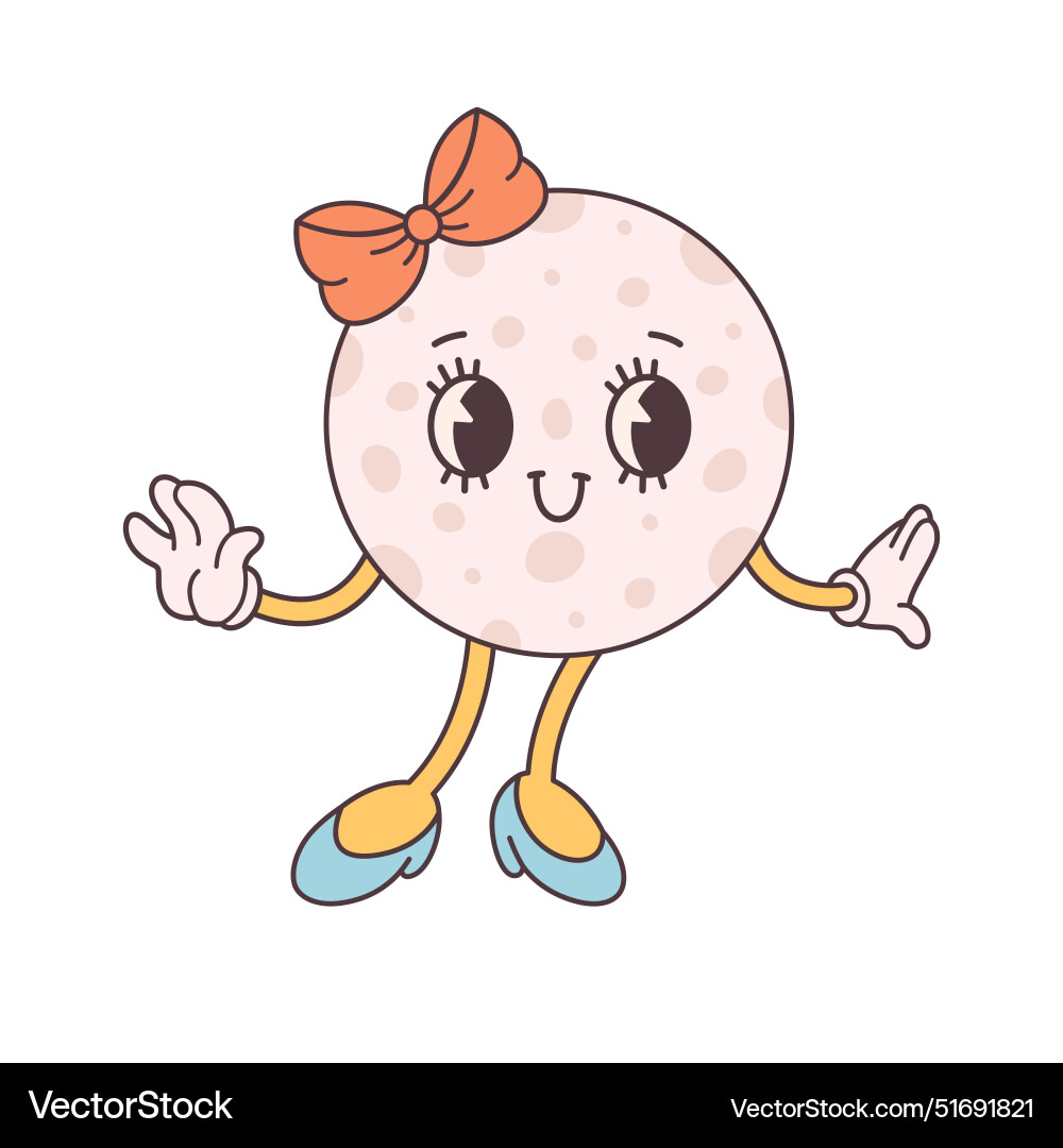 Trendy cartoon groovy moon character in retro Vector Image