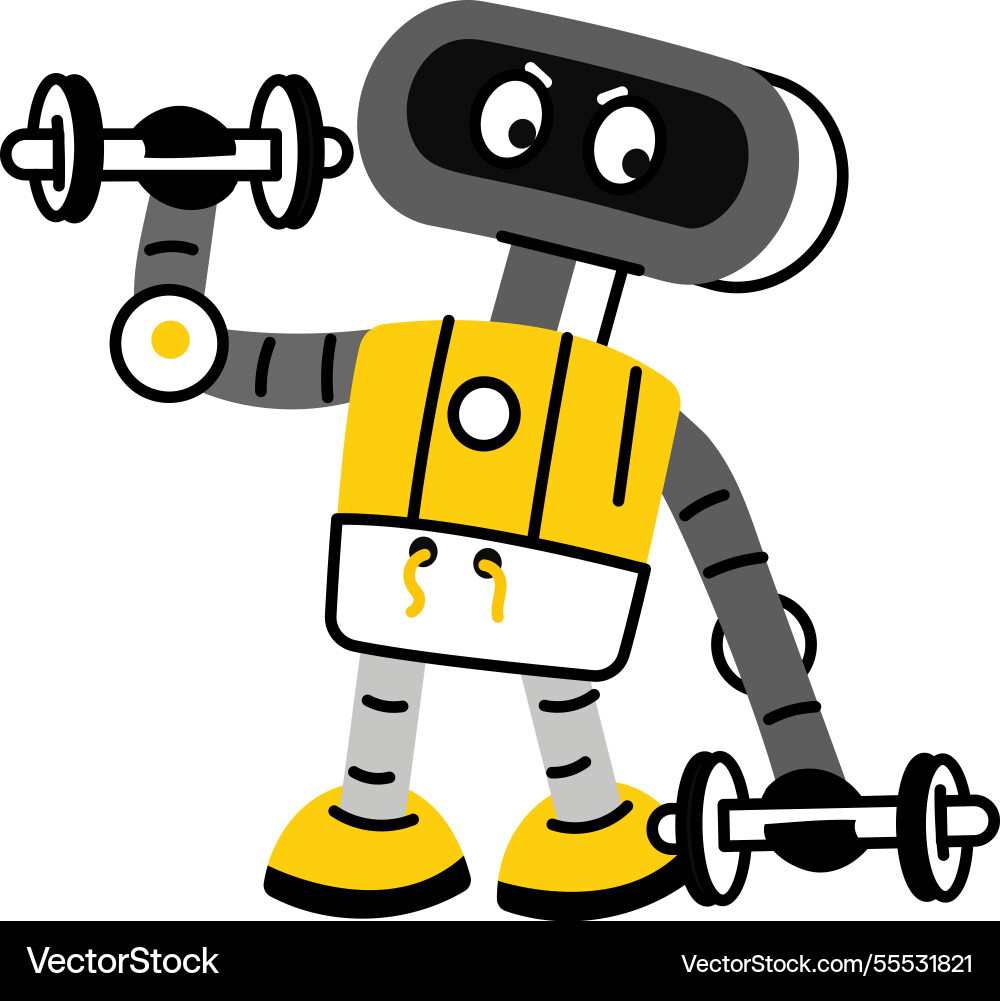 Workout robot Royalty Free Vector Image - VectorStock