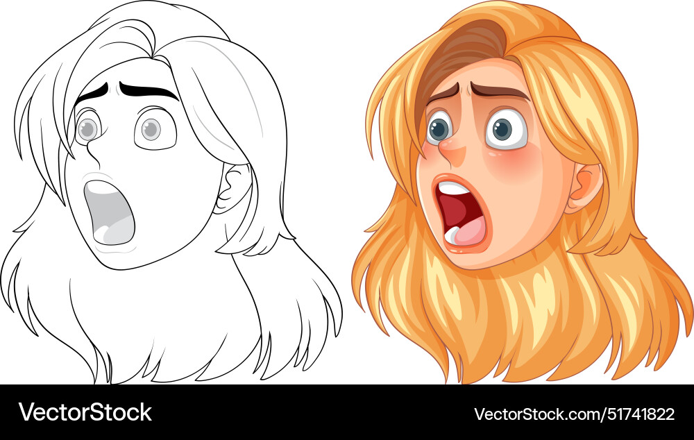 Art of a shocked womans expression Royalty Free Vector Image